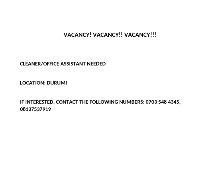 Vacancy | PDF