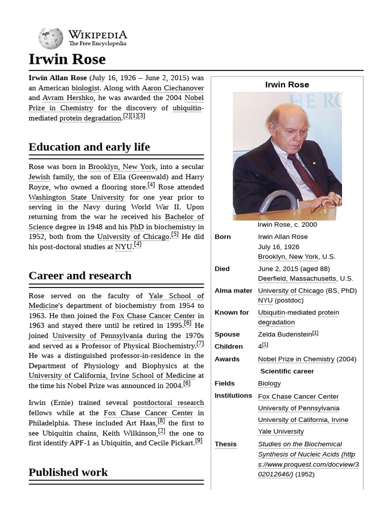 Irwin_Rose | PDF | Cellular Processes | Biomolecules