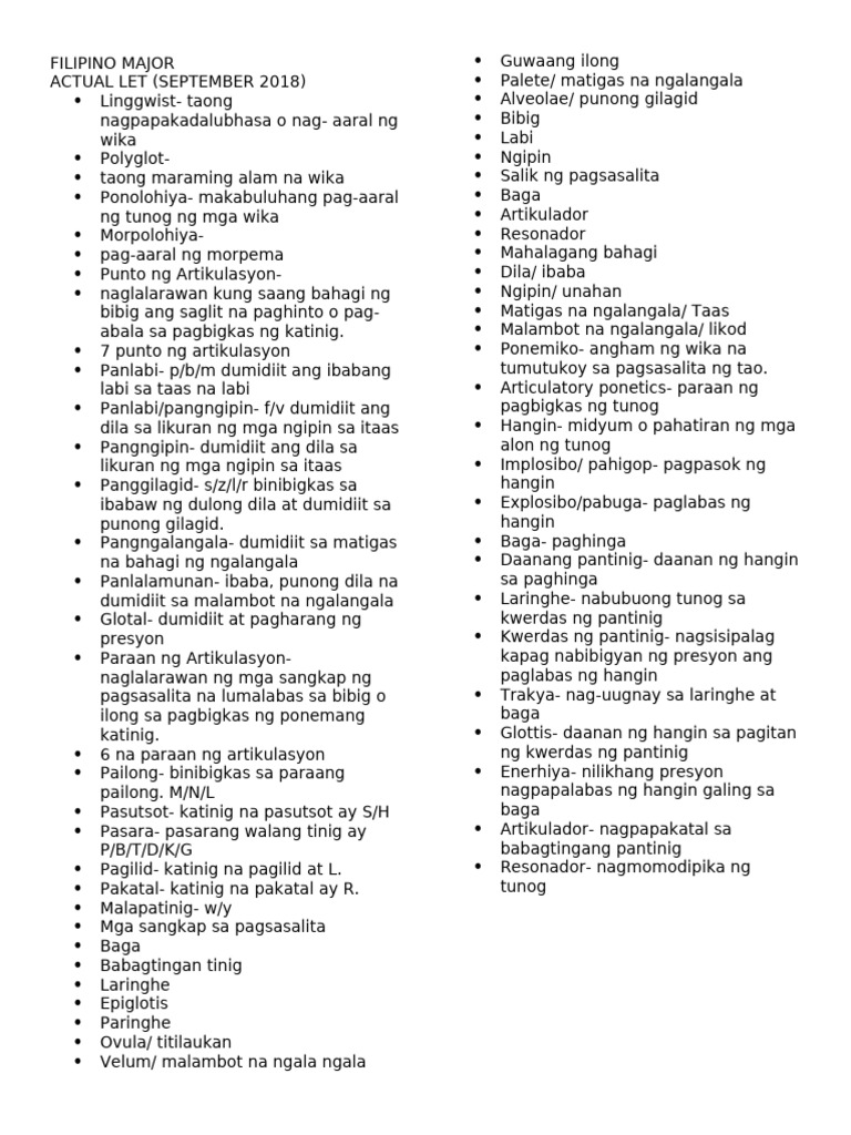 FILIPINO-MAJOR-2018 | PDF