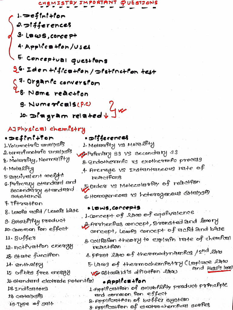 Class 12 Chemistry Important Questions | PDF