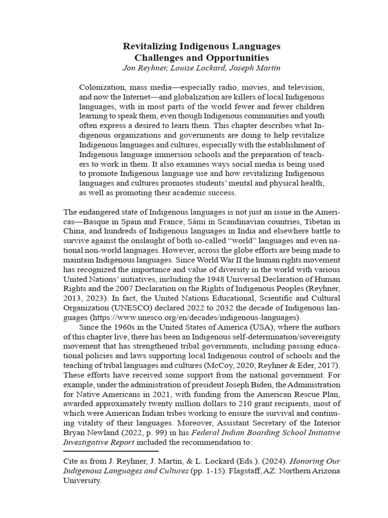 Indigenous Language Revitalization | PDF | Native Americans In The ...