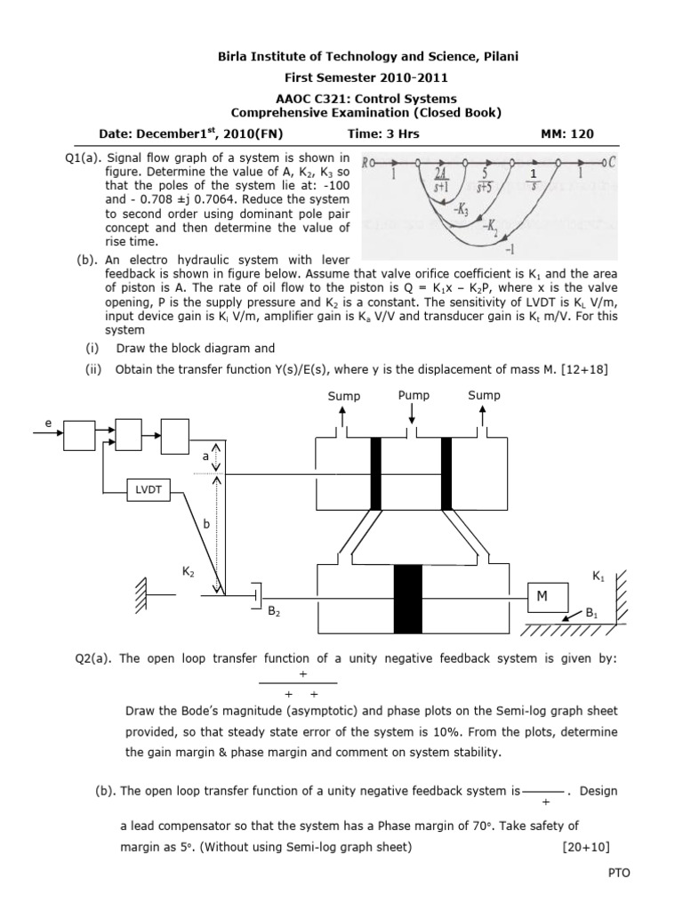 Control Systems Exam Paper 2010-11 | PDF | Feedback | Electronics