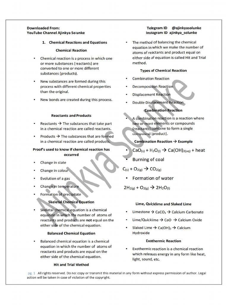 Class 10 Science Combined Notes Ajinkya Solunke | PDF | Heredity | Gene