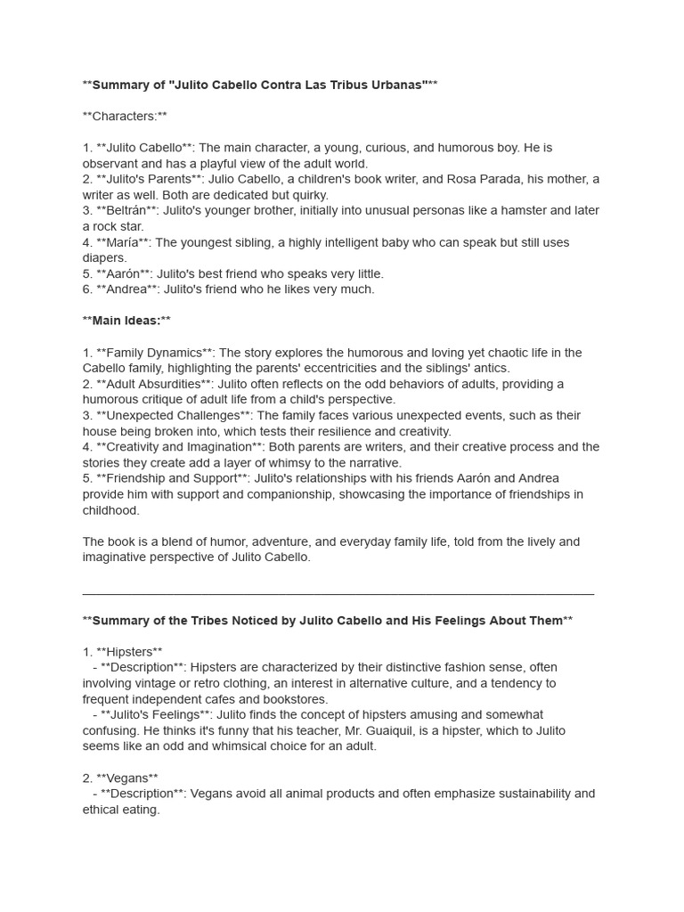 Julito Cabello Contra Las Tribus Urbanas. Resumen y Pruebas. | PDF | Curiosity | Hippie