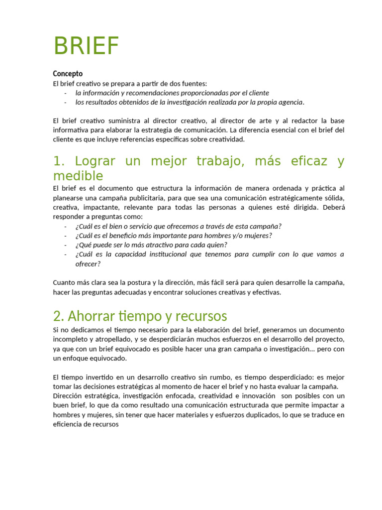 Brief - Plan de Comunicacion | PDF | Comunicación | Planificación