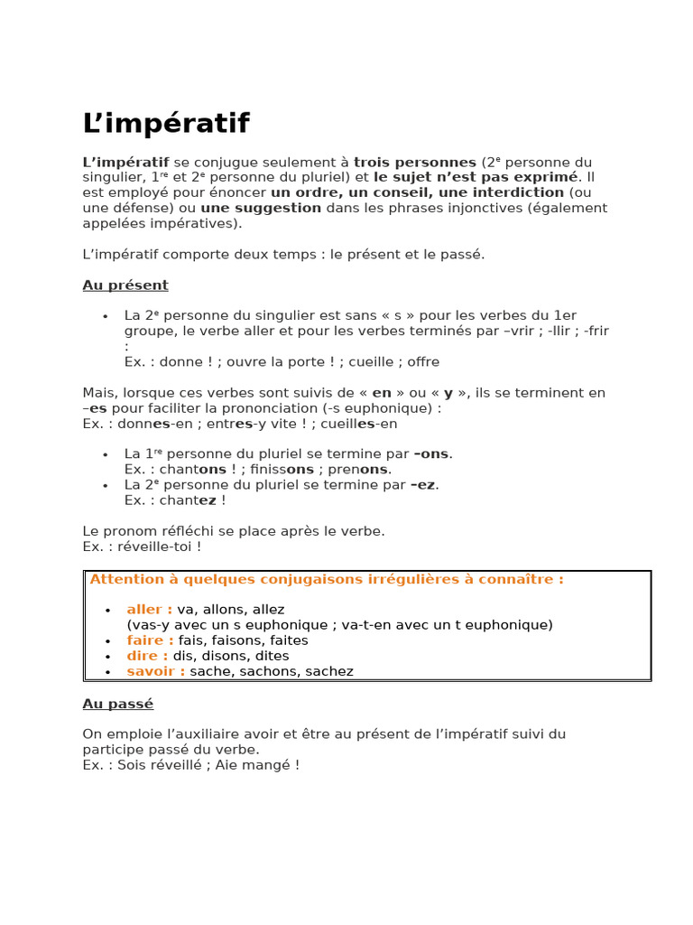 L'usage de l'impératif en français | PDF | Arts du langage et discipline