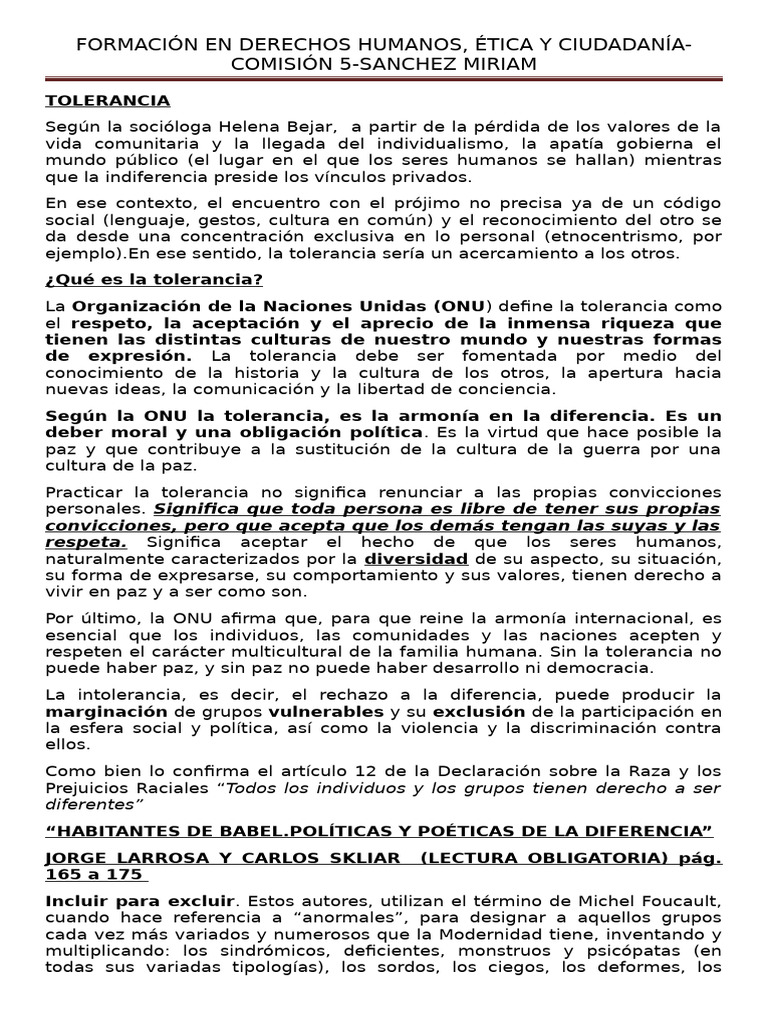 TOLERANCIA_PDF | PDF | Tolerancia | Derechos humanos