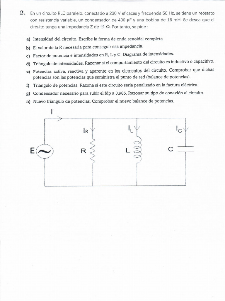 RLC Paralelo Probl Resuelto | PDF