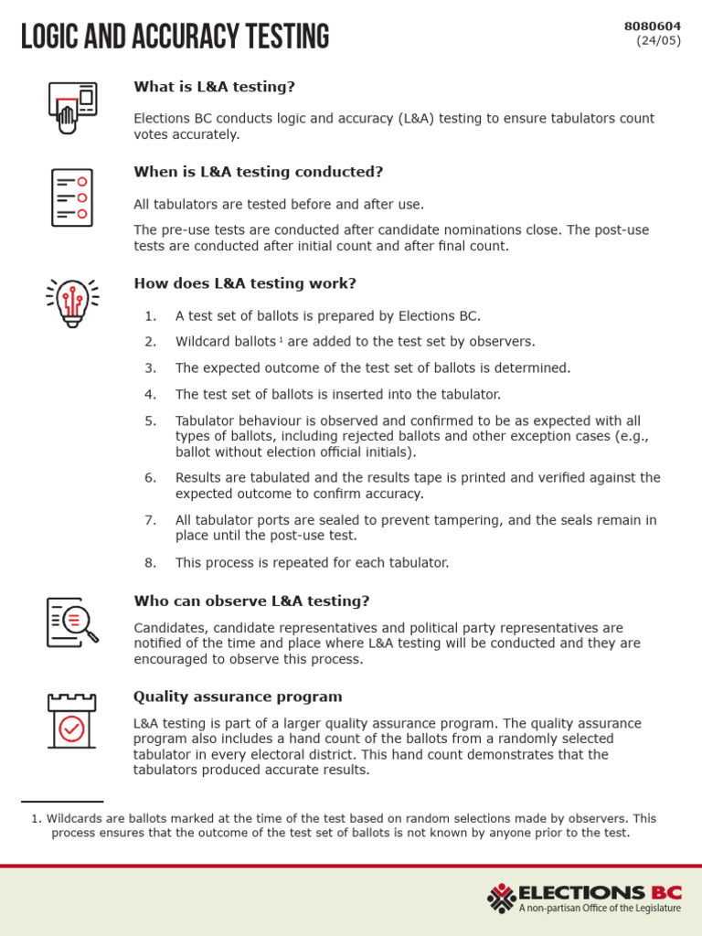 BC Elections Logic and Accuracy Testing | PDF | Elections | Voting