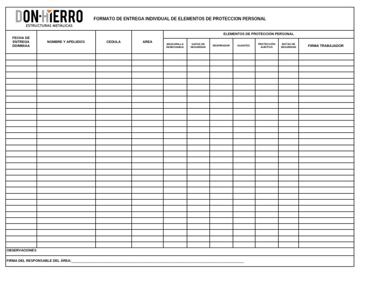 FORMATO DE ENTREGA EPP Control | PDF