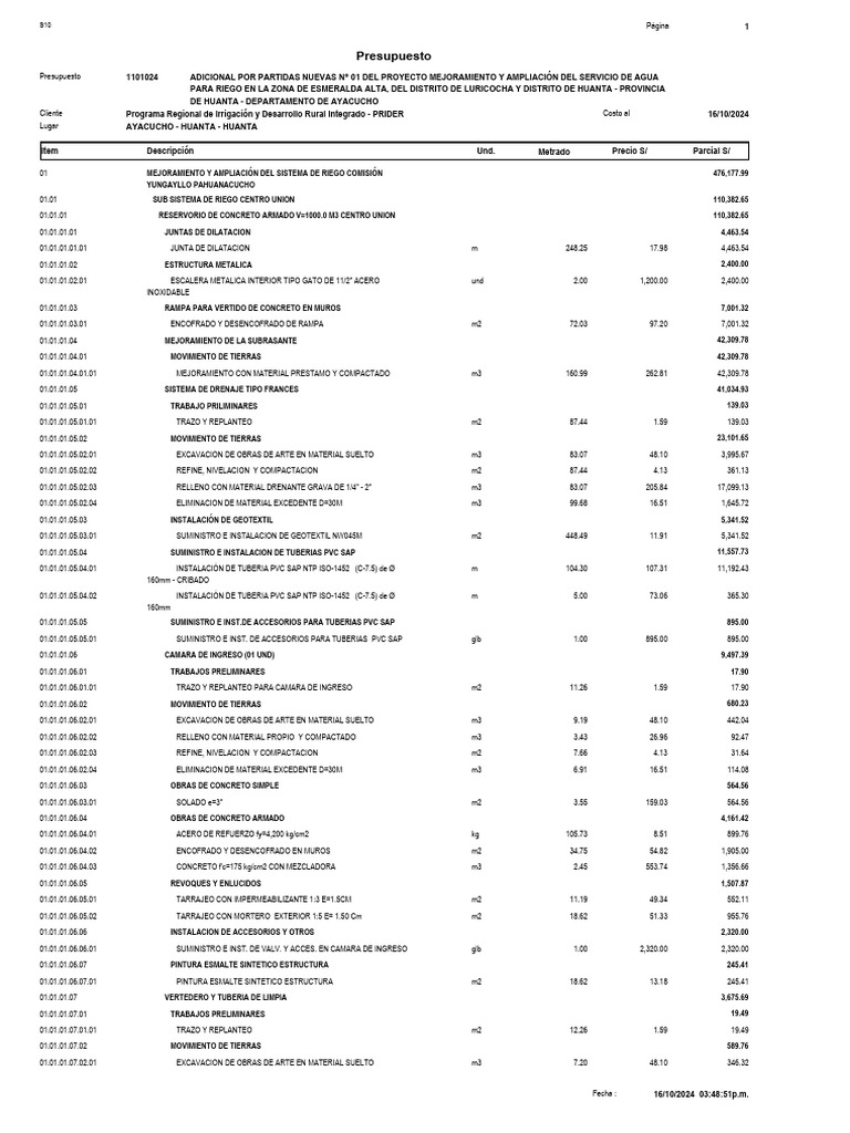 presupuestoclienteresumen partidas nuevas 01 | PDF | Hormigón | Material compuesto