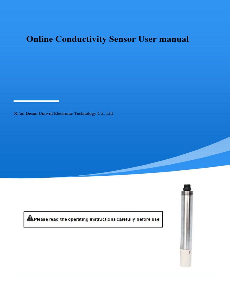 Online Conductivity Sensor User Manual | PDF | Sensor