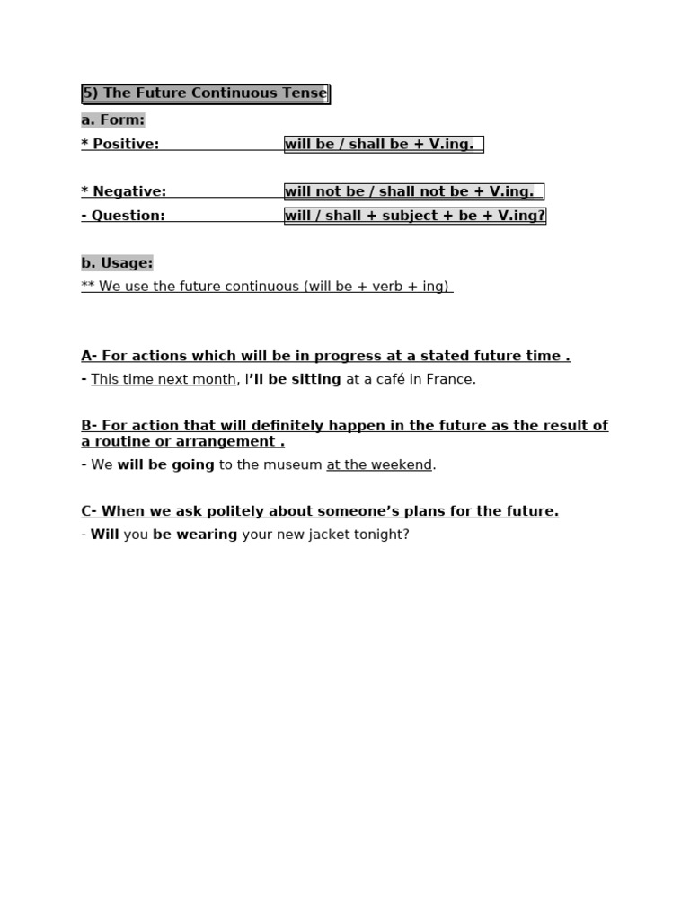 Future Continuous Tense Explained | PDF | Language Arts & Discipline
