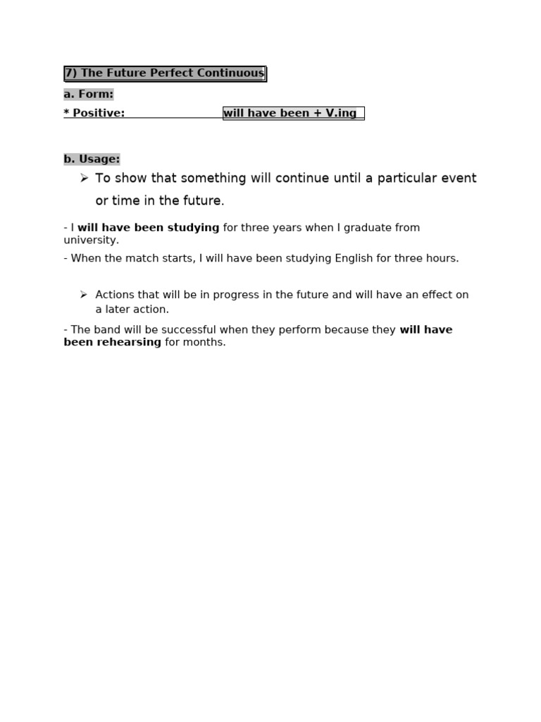 Future Perfect Cont. AIA Sec | PDF