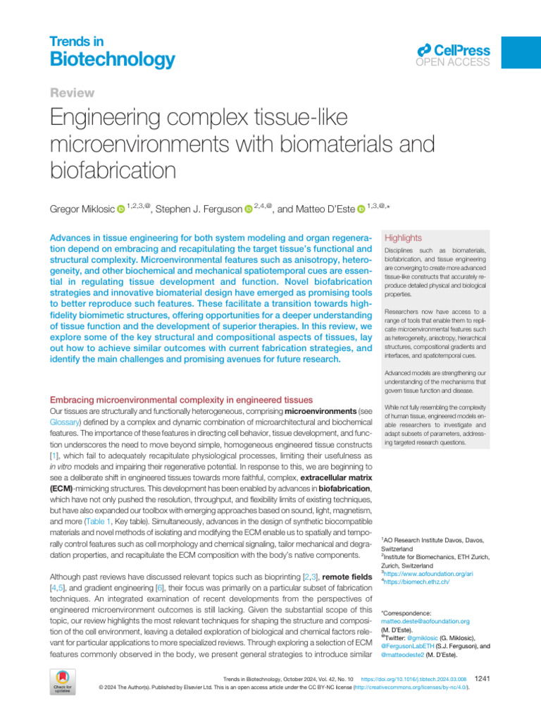 Engineering Complex Tissue Like Microenvironments | PDF | Anisotropy | Chemistry