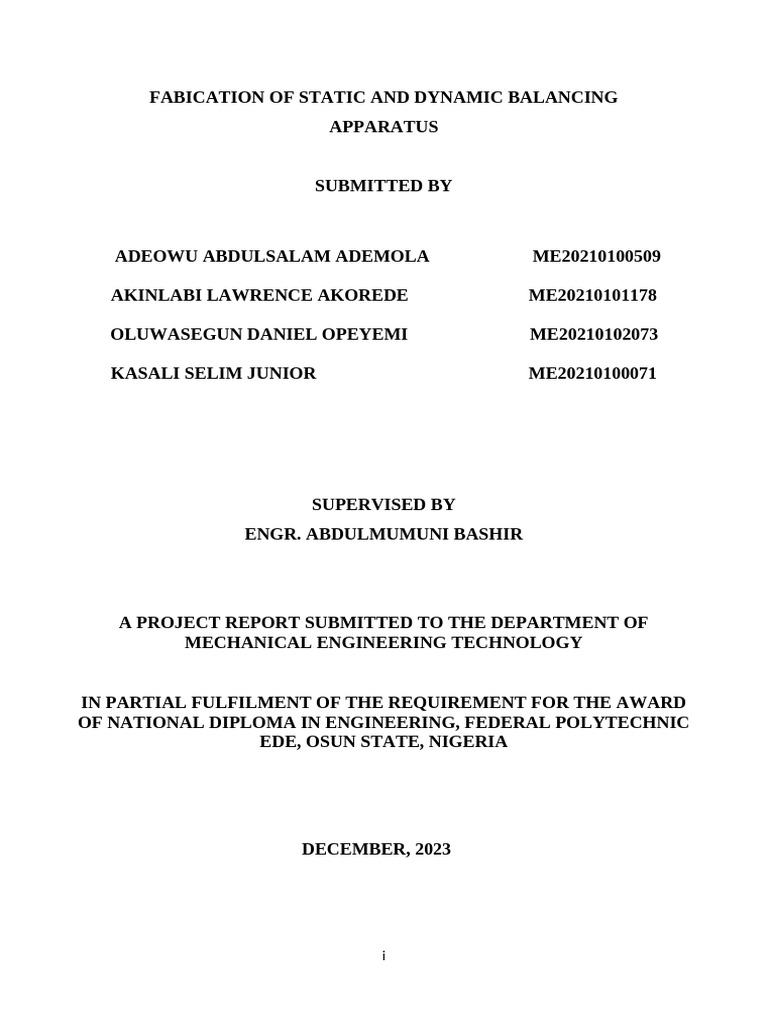 New Preliminary Static And Dynamic Balancing Apparatus Pdf Engineering