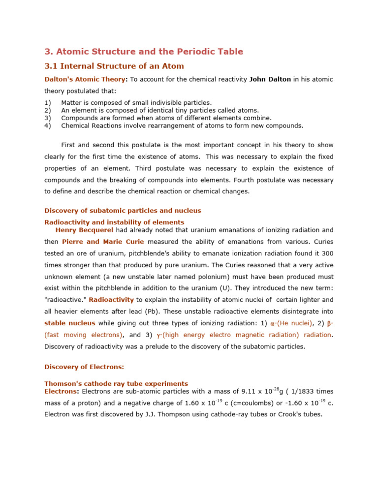 Notes-C3-120 | PDF | Atoms | Radioactive Decay
