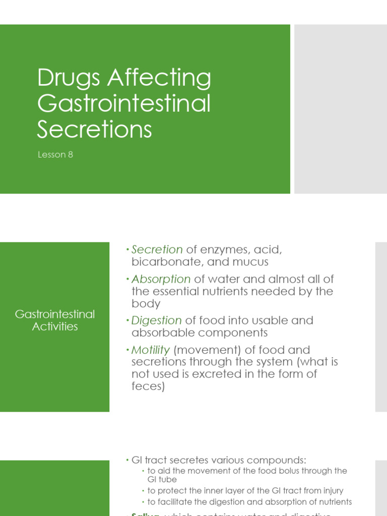 Drugs Affecting Gi Secretions | PDF | Digestion | Gastrointestinal Tract