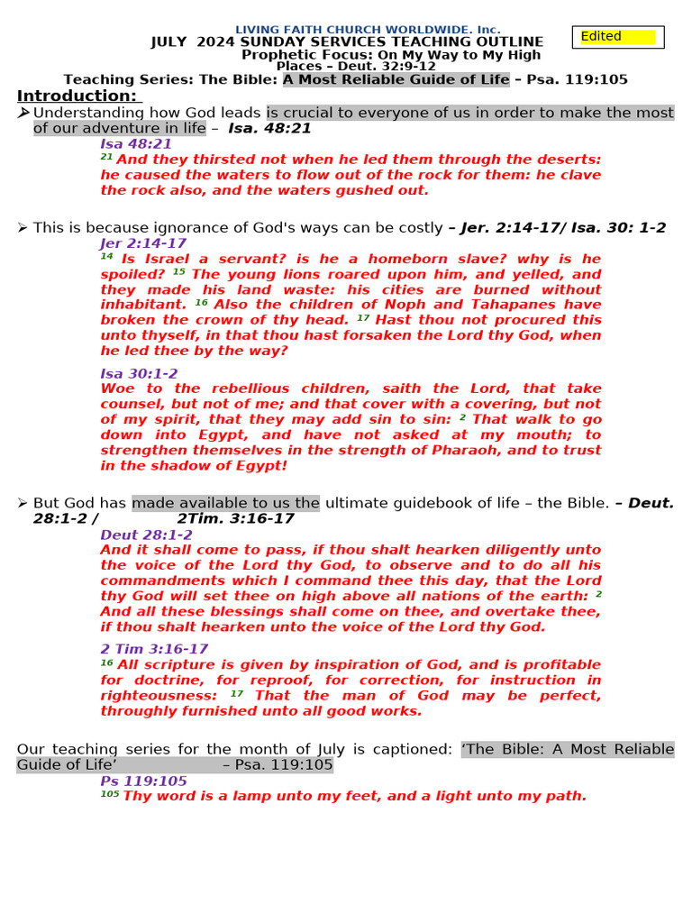 (With SCRPTR) Sun July 28 All in One Teaching Outline | PDF | Thou | Book Of Deuteronomy