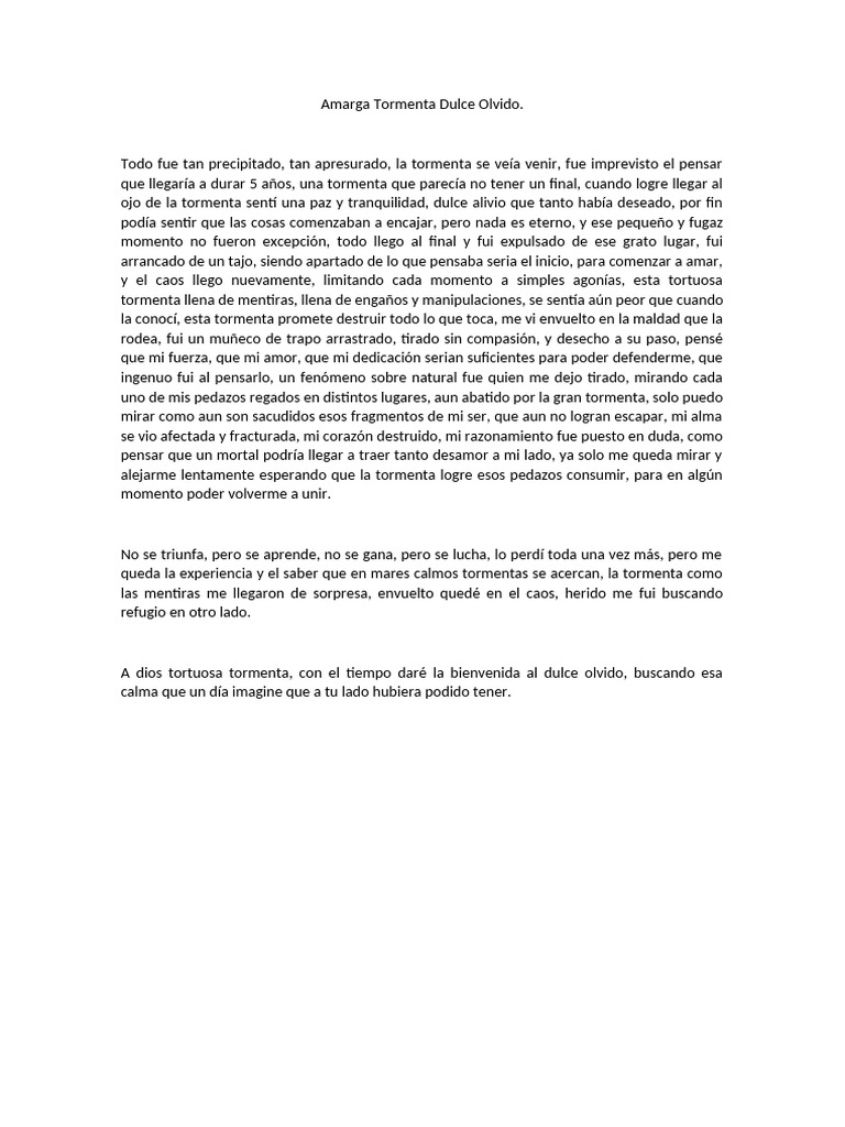 Amarga Tormenta Dulce Olvido | PDF