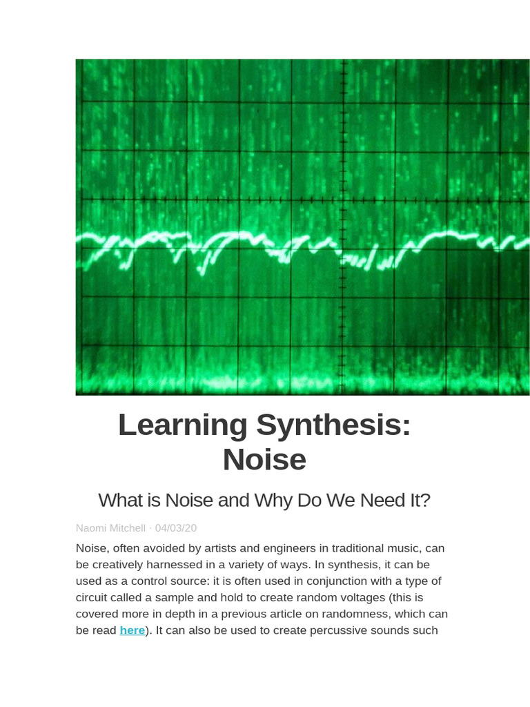 Learning Synthesis Noise | PDF | Electronic Oscillator | Signal Processing