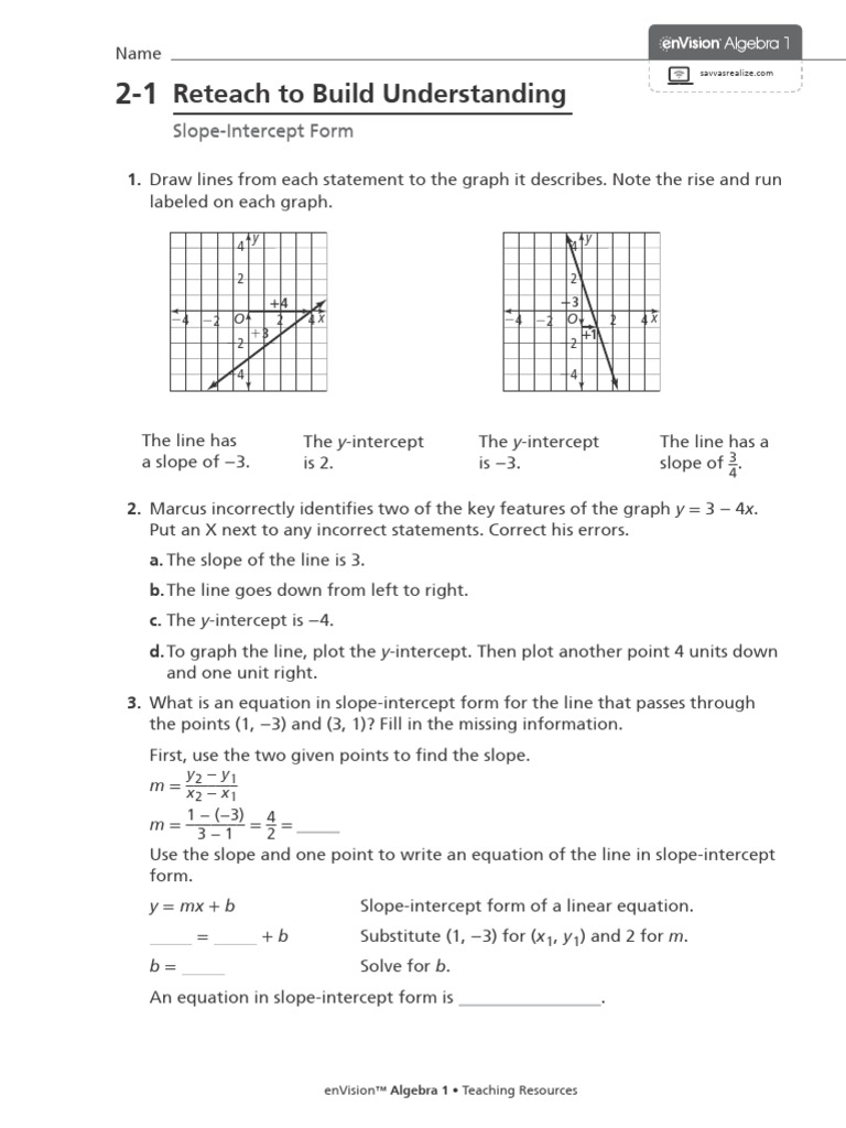 Reteach Sheets Module 2 | PDF | Algebra | Equations