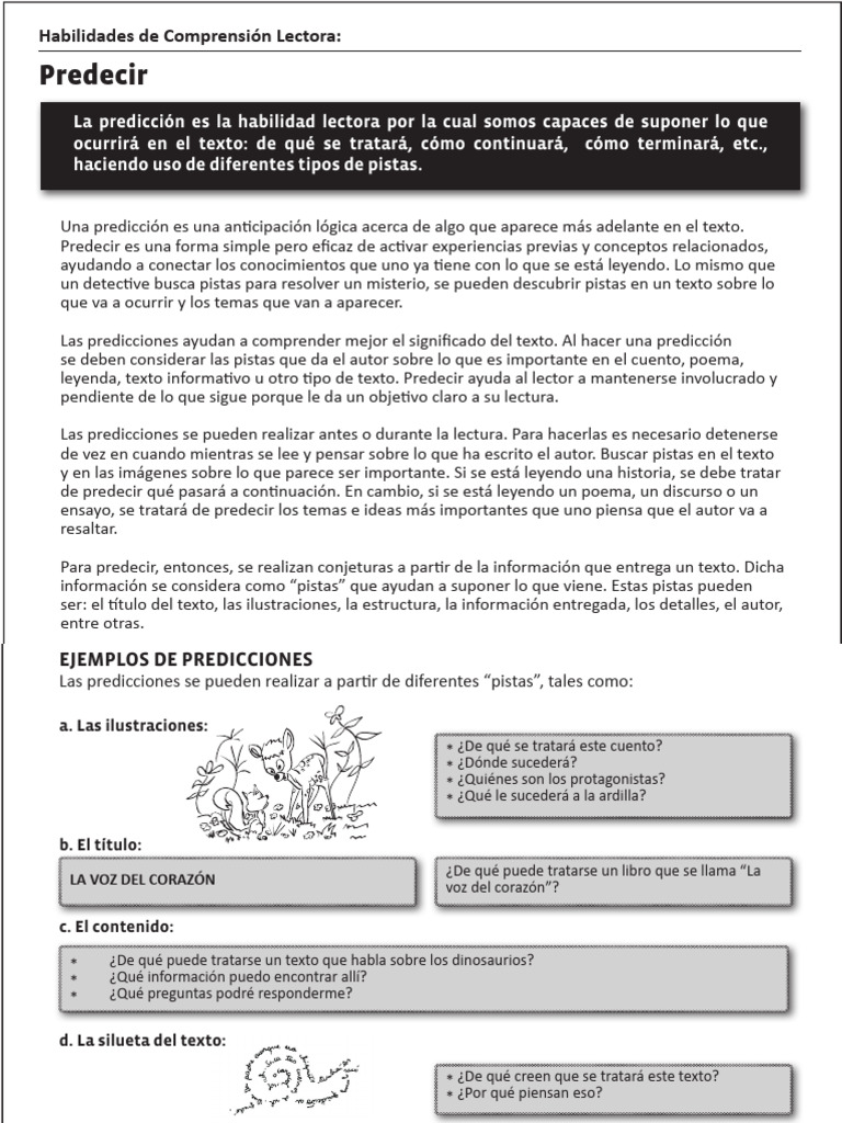 Ejemplos de Predicciones en Lectura | PDF | Aprendizaje | Ciencia cognitiva