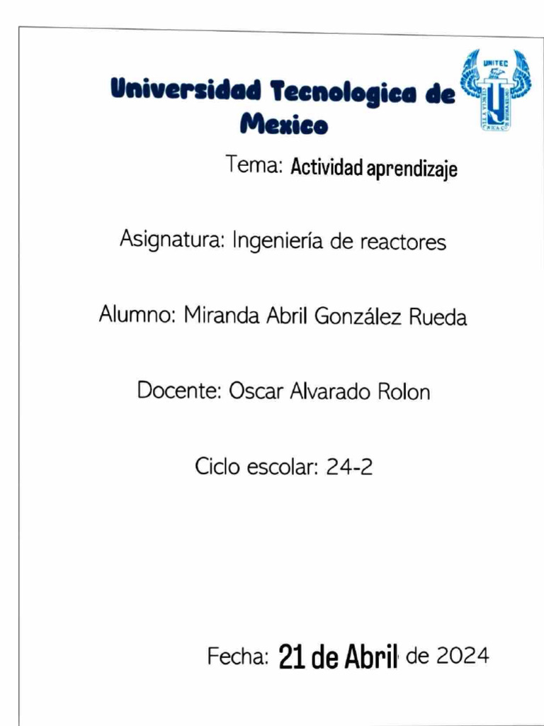 Act Aprendizaje Reactores | PDF