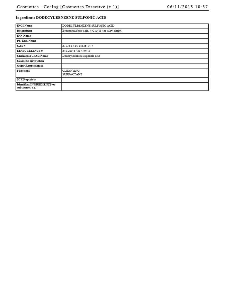 COSING Ingredient | PDF