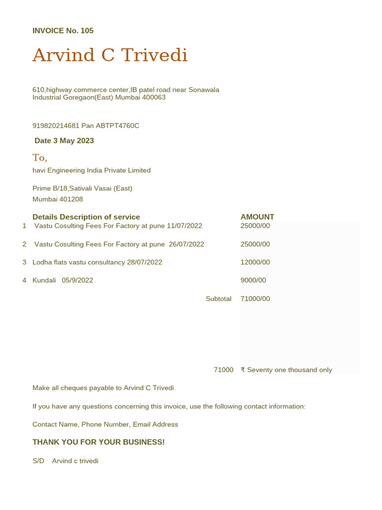 Vastu Bill | PDF | Finance & Money Management