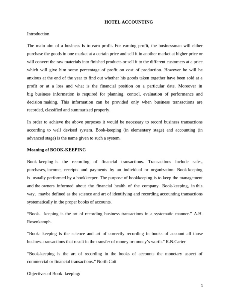 HOTEL ACCOUNTING. | PDF | Debits And Credits | Equity (Finance)