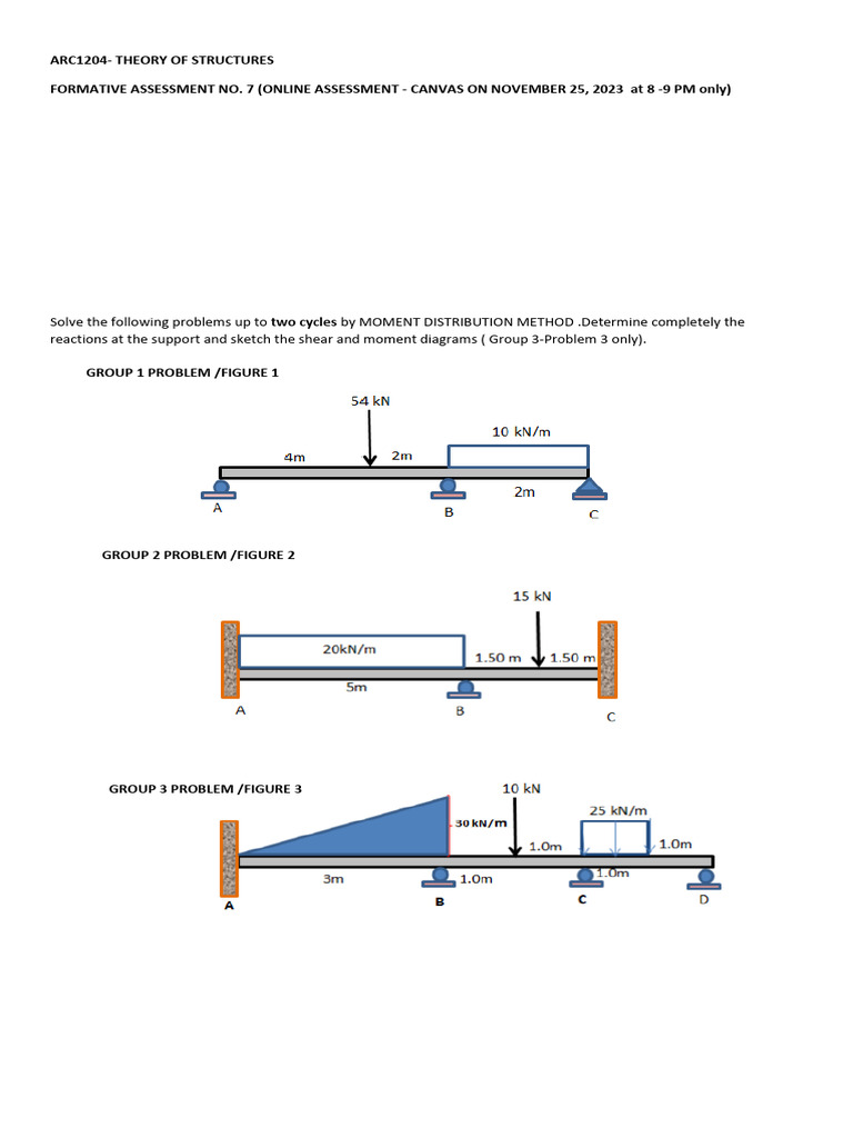 Arc1204 Formative Assessment No.7 Moment Distribution Method Quiz Group ...