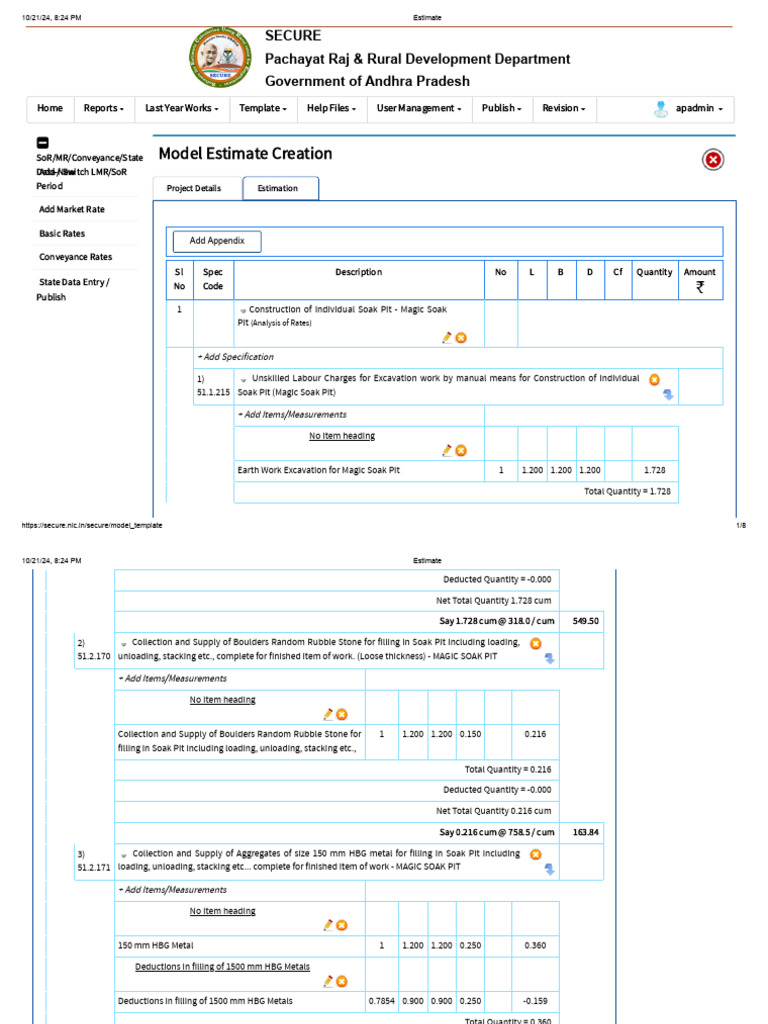 Construction of Individual Soak Pit (Magic Soak Pit) - Estimate and ...
