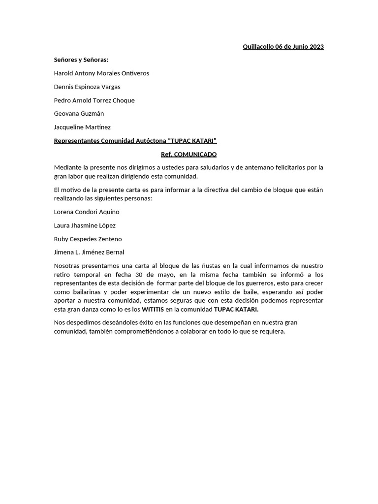 Carta de Informe | PDF | Ciencias sociales