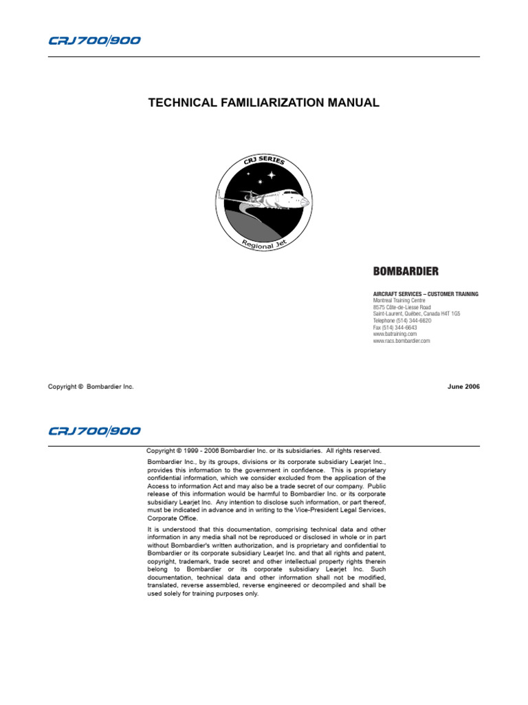 CRJ700 900 Familiarization Training Manual | PDF | Empennage | Transport