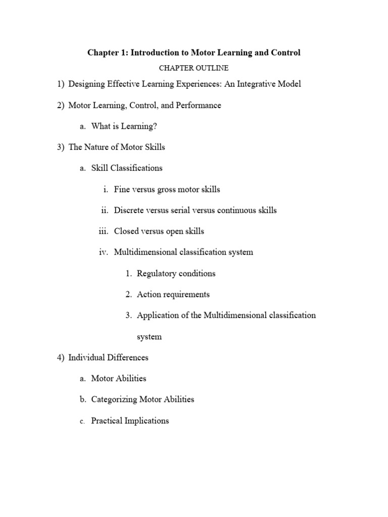Ch.1 Review Guide | PDF | Learning | Motor Control