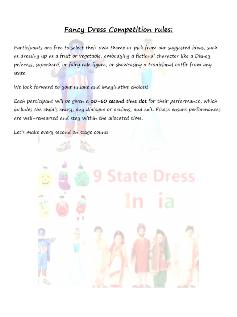 Fancy Dress Competition Rules & Themes | PDF