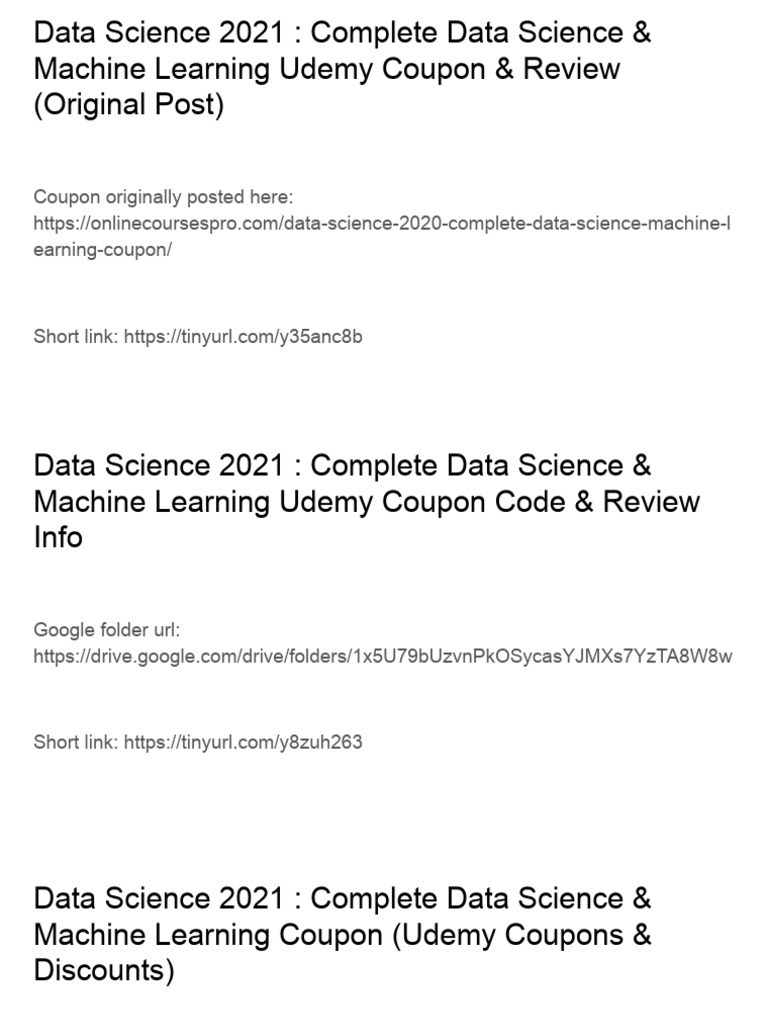 Data Science 2021 - Complete Data Science & Machine Learning Udemy ...