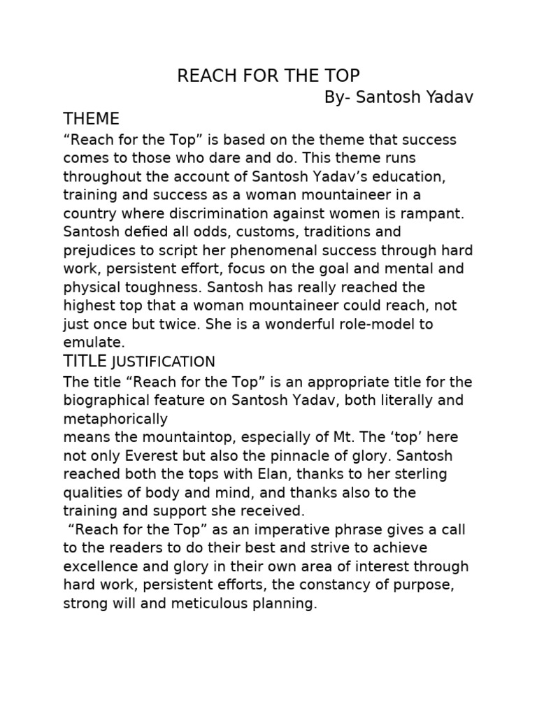 REACH FOR THE TOP | PDF