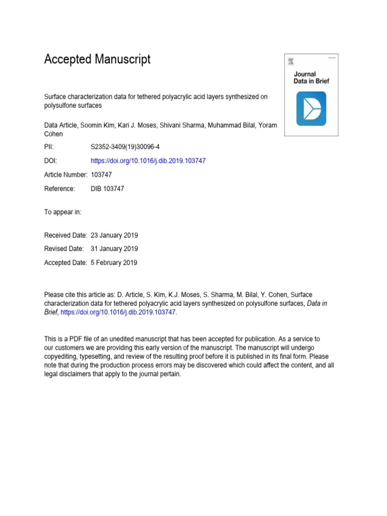 Accepted Manuscript: Data in Brief | PDF | Atomic Force Microscopy ...
