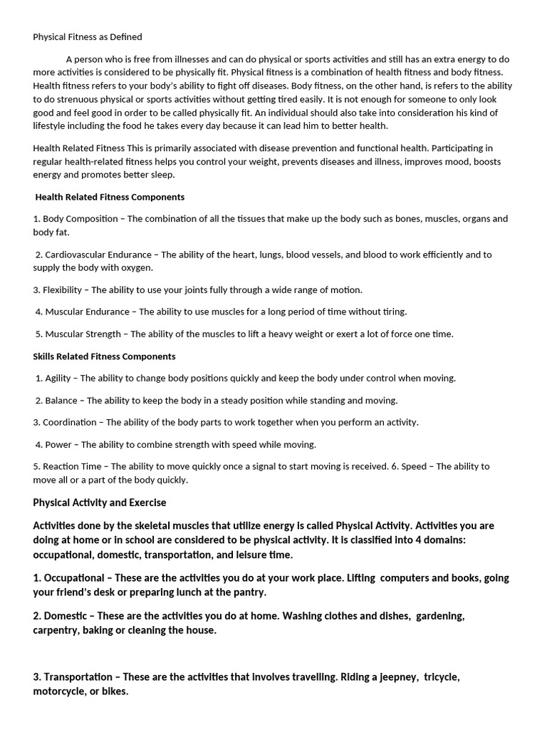 Principles of Physical Activity | PDF | Physical Fitness | Skeletal Muscle