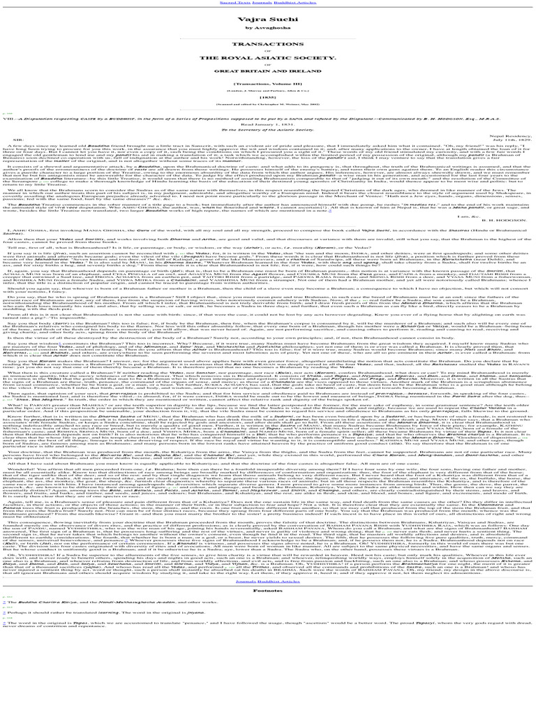 The Vajra Suchi by Asvaghosha | PDF | Religion & Spirituality