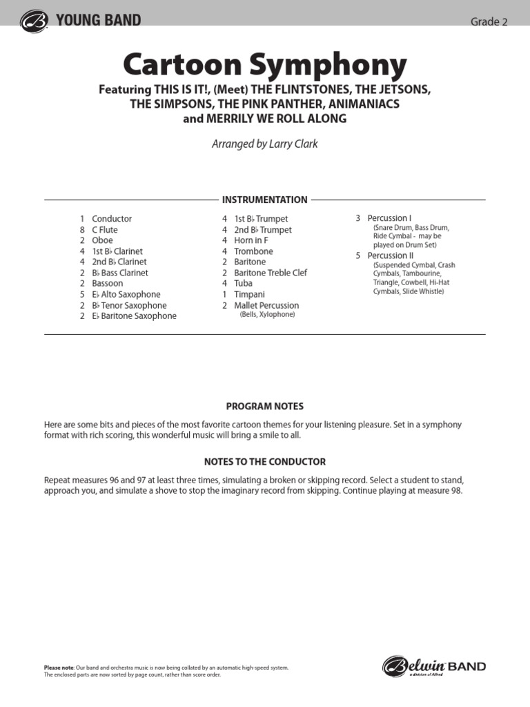 Cartoon Symphony (GR 2) - Arr Larry Clark | PDF | Trombone | Music ...