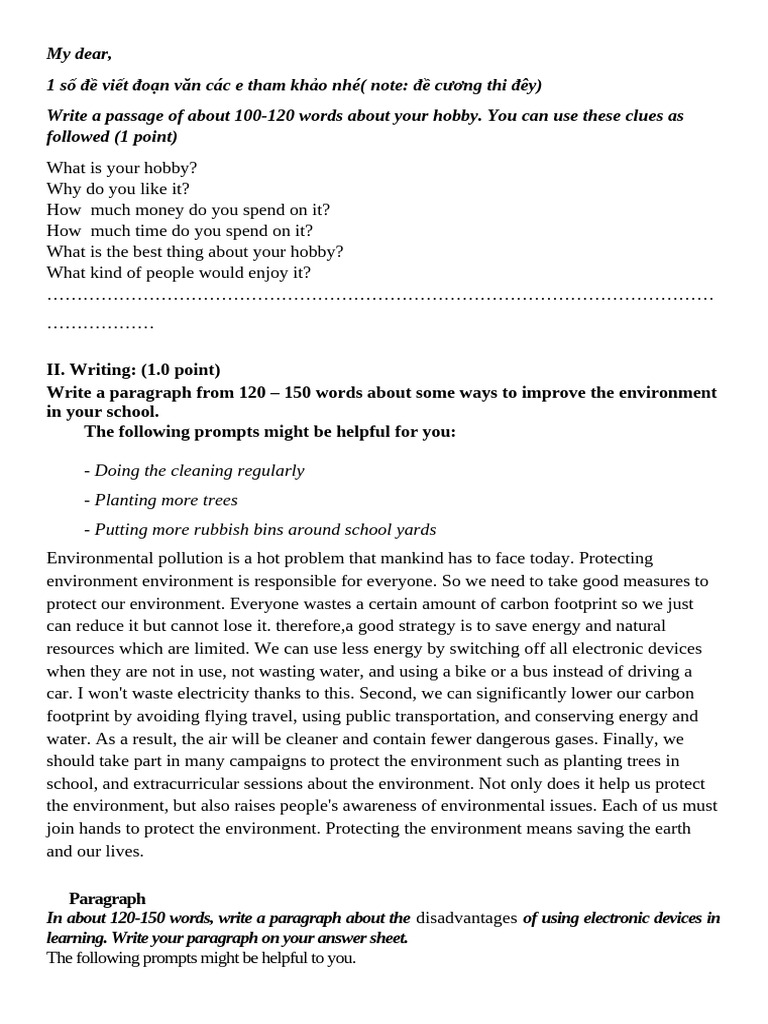 Write A Passage of About 100 | PDF | Natural Environment ...