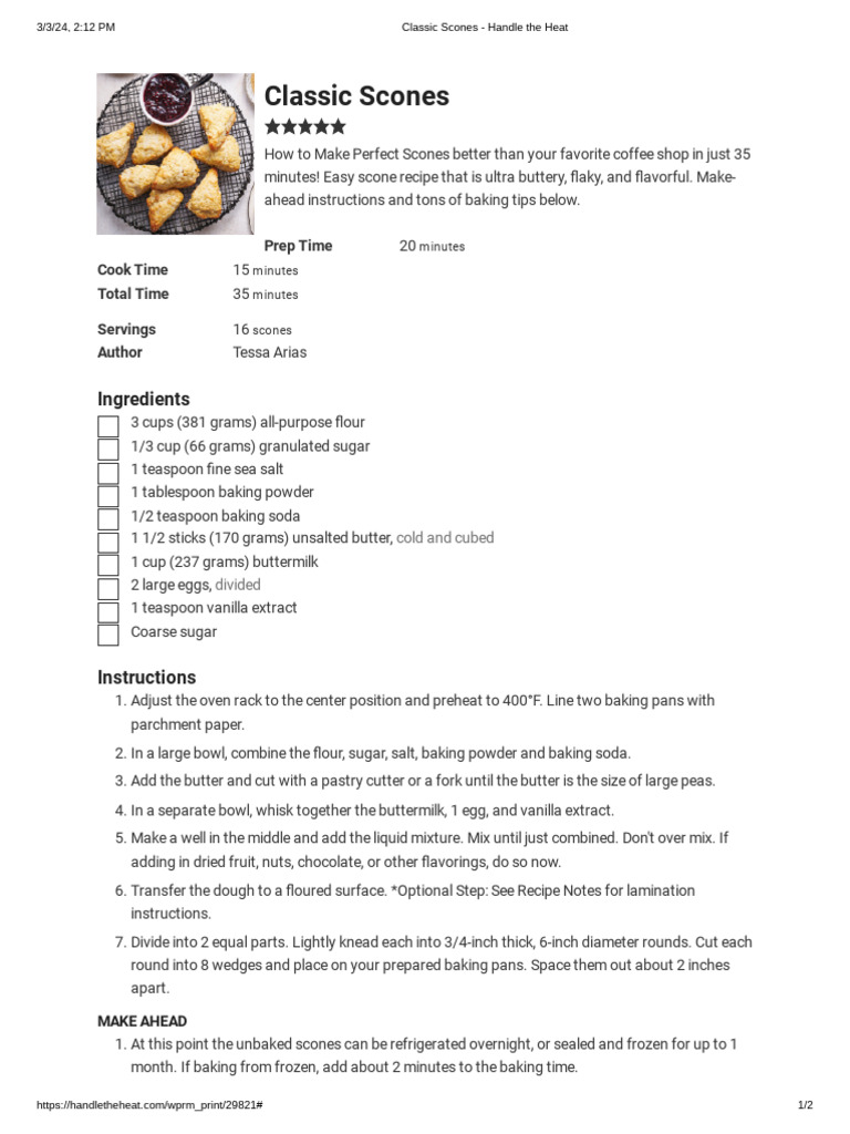 Classic Scones - Handle The Heat | PDF | Baking | Scone