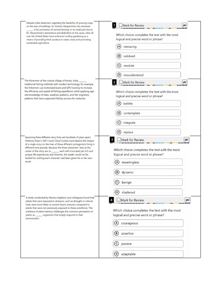 Princeton Review Digital SAT Premium Prep, 2024 - Test - 002 | PDF