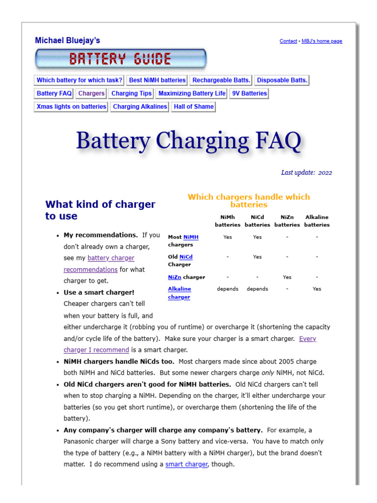 Battery Charging Tips, For NiMH Batteries and Others | PDF | Battery ...