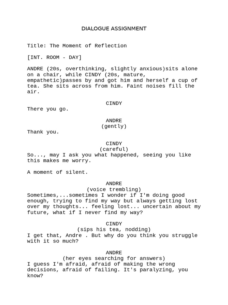 Dialogue Assignment Script | PDF Dialogue Assignment Script | PDF