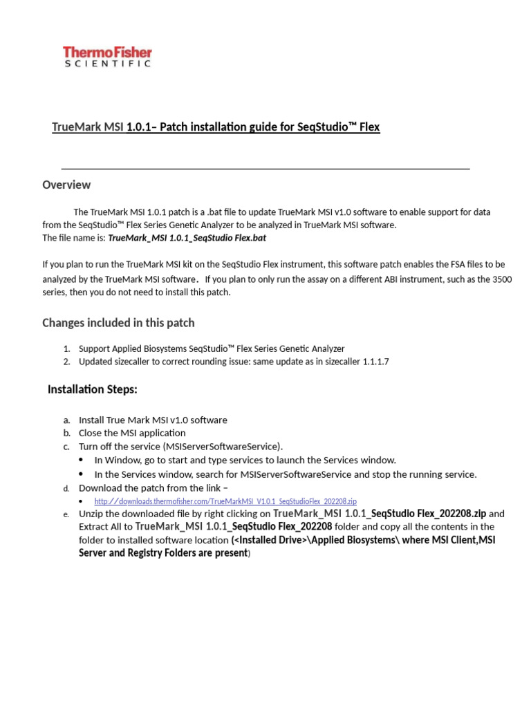 TrueMarkMSI-V1.0.1 SeqStudio-Flex Patch Installation Guide | PDF | Directory (Computing ...