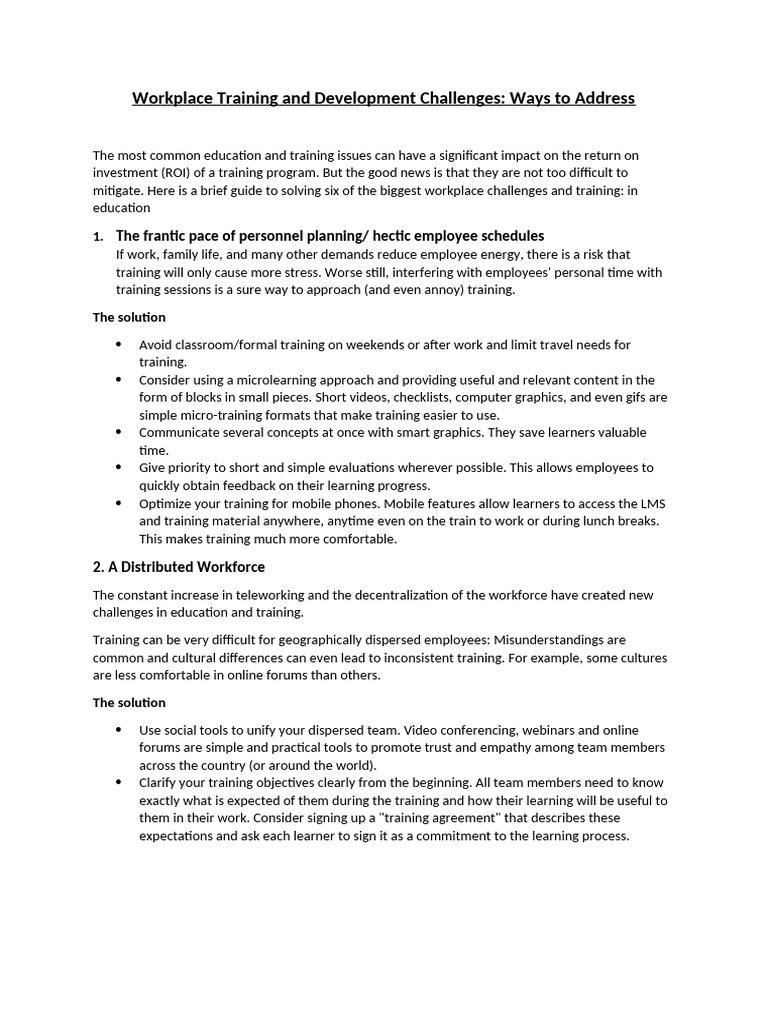 Workplace Training and Development Challenges | PDF | Learning ...